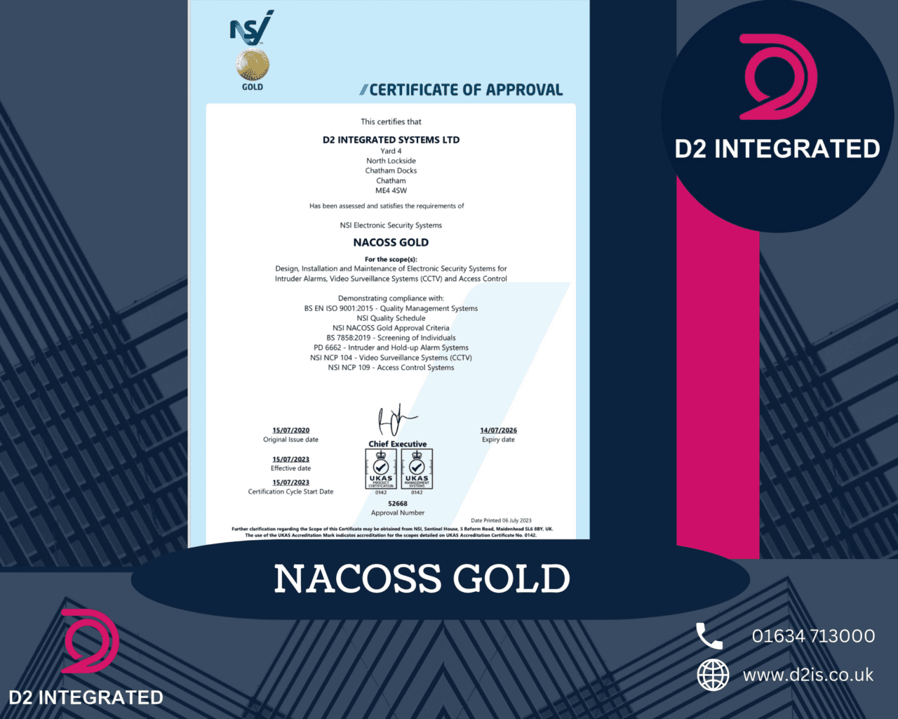 NSI NACOSS Gold Certification - D2 Integrated